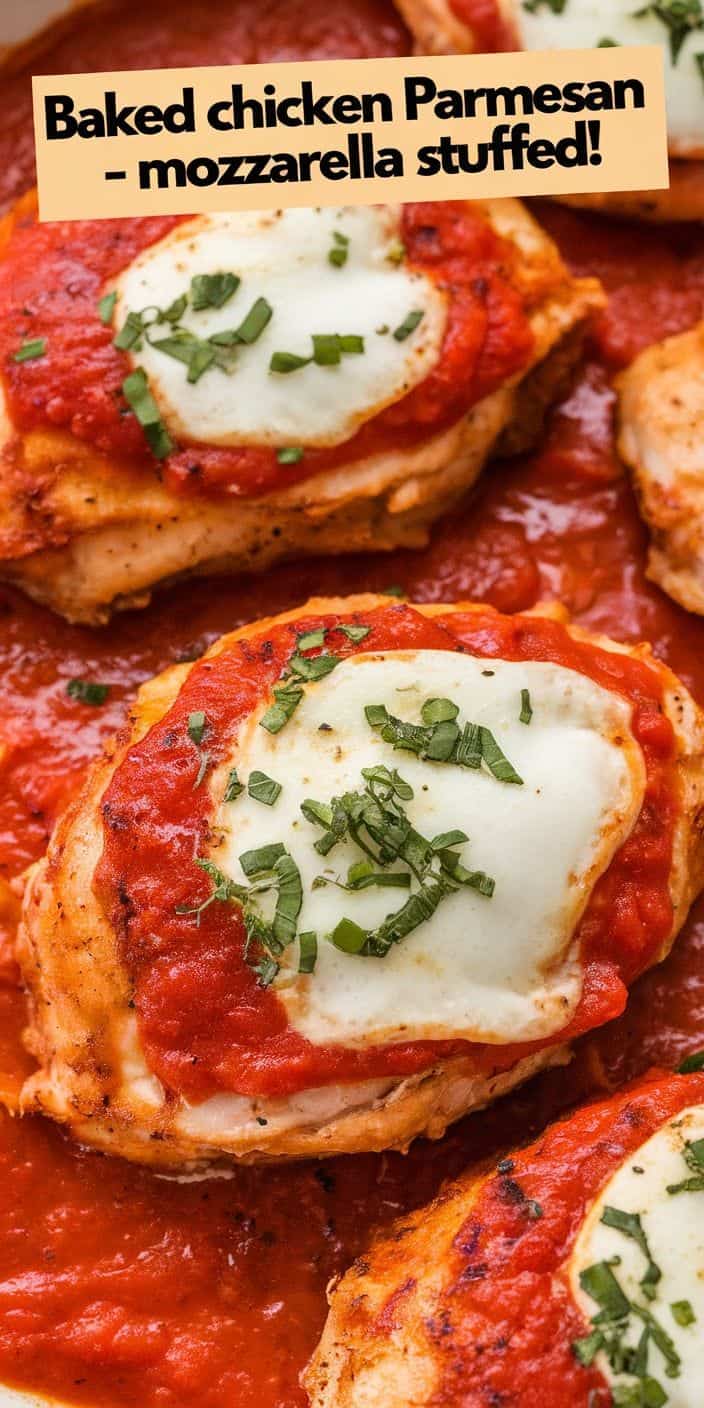 Baked Chicken Parmesan - MOZZARELLA STUFFED! Recipe